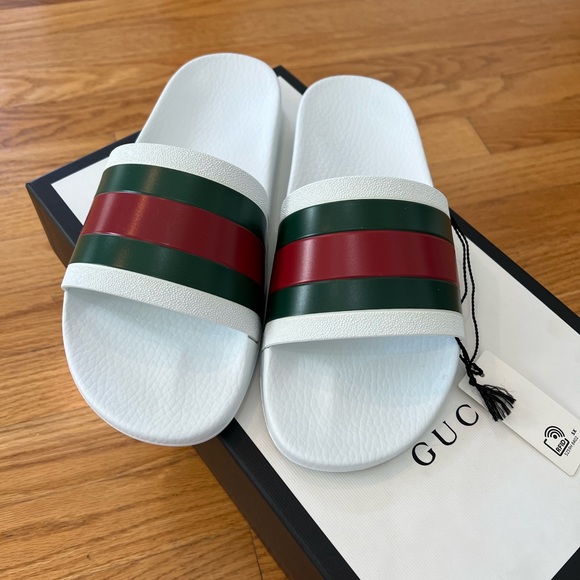 Gucci | Shoes | Gucci 72 Web Stripe Sandal Slide | Poshmark